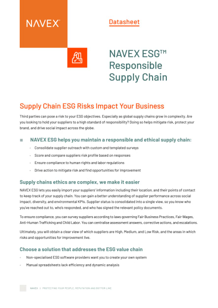 NAVEX ESG™ Responsible Supply Chain Management | NAVEX UK